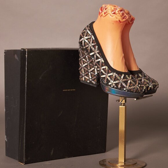Dries Van Noten | Shoes | Dries Van Noten Sequin Mesh Chunky Heels ...